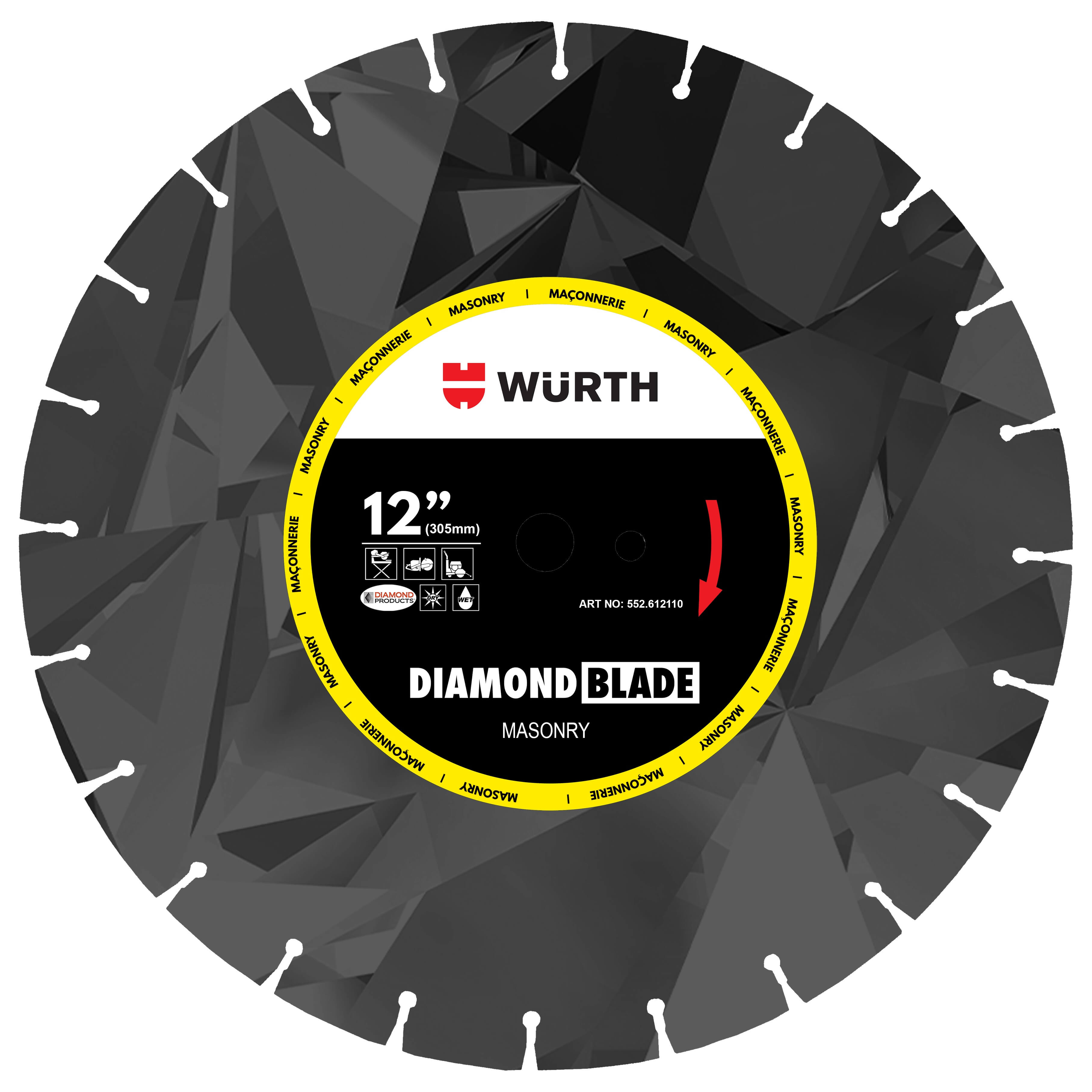 MASONRY PREMIUM DIAMOND BLADE 12” x .110 x 1” 552.612110