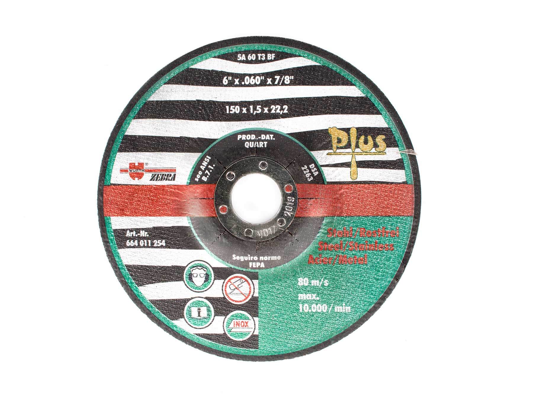 SPEED CUT OFF WHL SS DC 4-1/2" X 1/16" X 7/8"