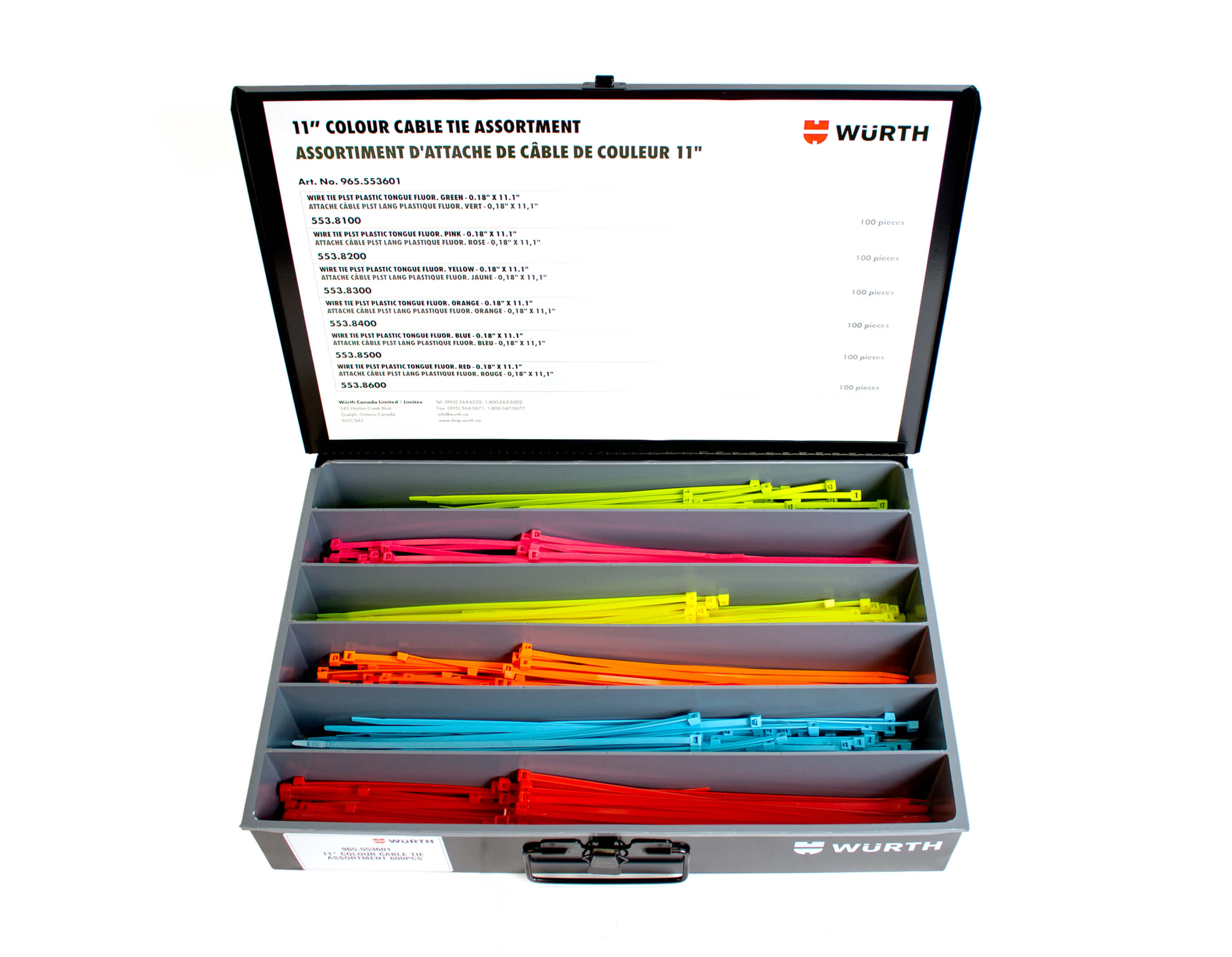 Assorted Coloured 11" Cable Ties, 600 Pieces | Shop Wurth Canada
