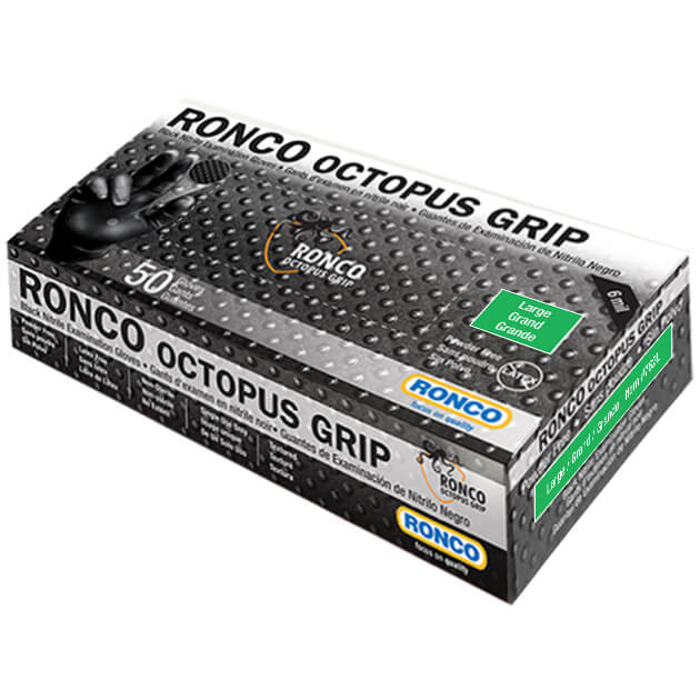 Black 6mil Nitrile Glove Octo-Grip SZ L - 50/box 899.0762L
