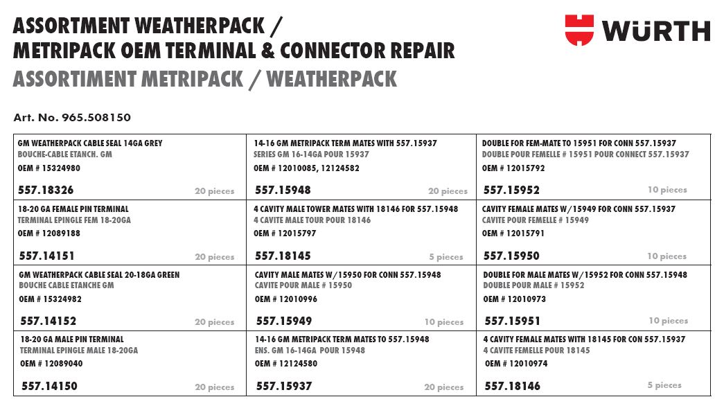KIT WEATHERPACK METRIPAK TERM CON-170PCS 965.508150