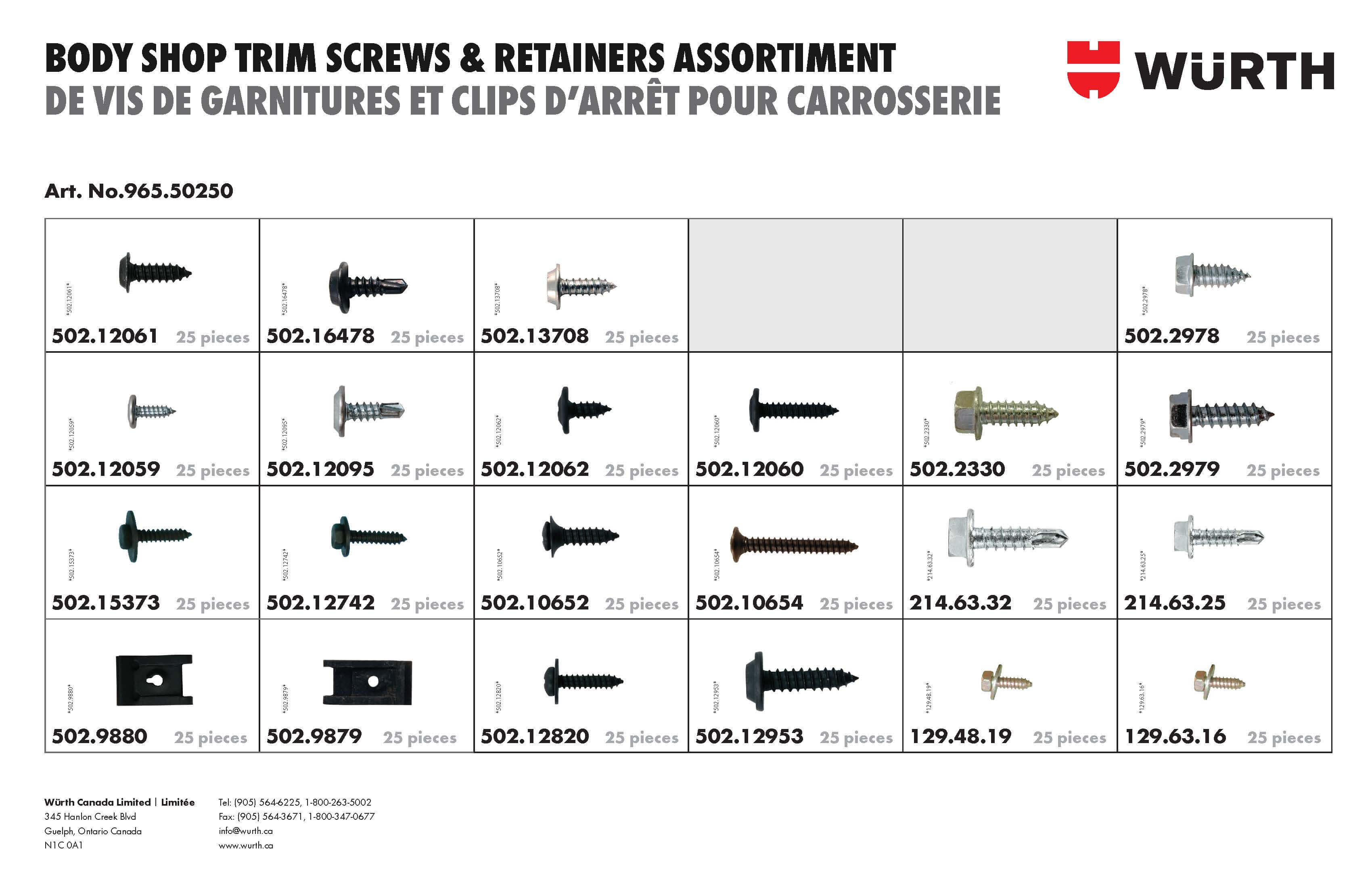 Body Shop Trim Screws & Retainers Assortment | Wurth Canada
