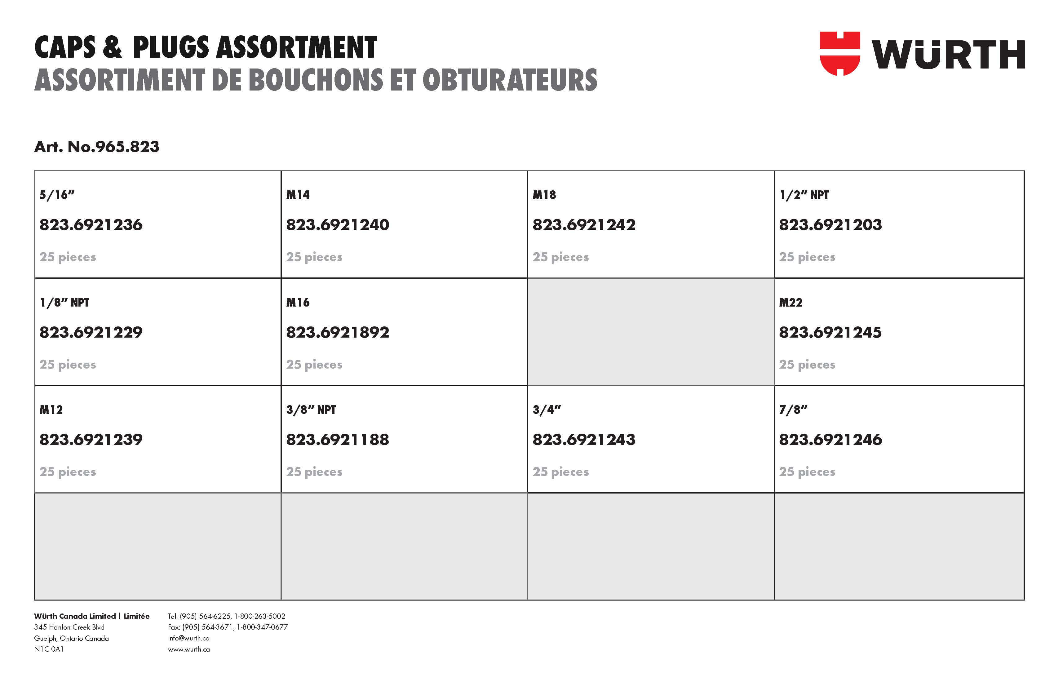 Caps and Plugs Assortment | Fittings | Plugs | Wurth Canada