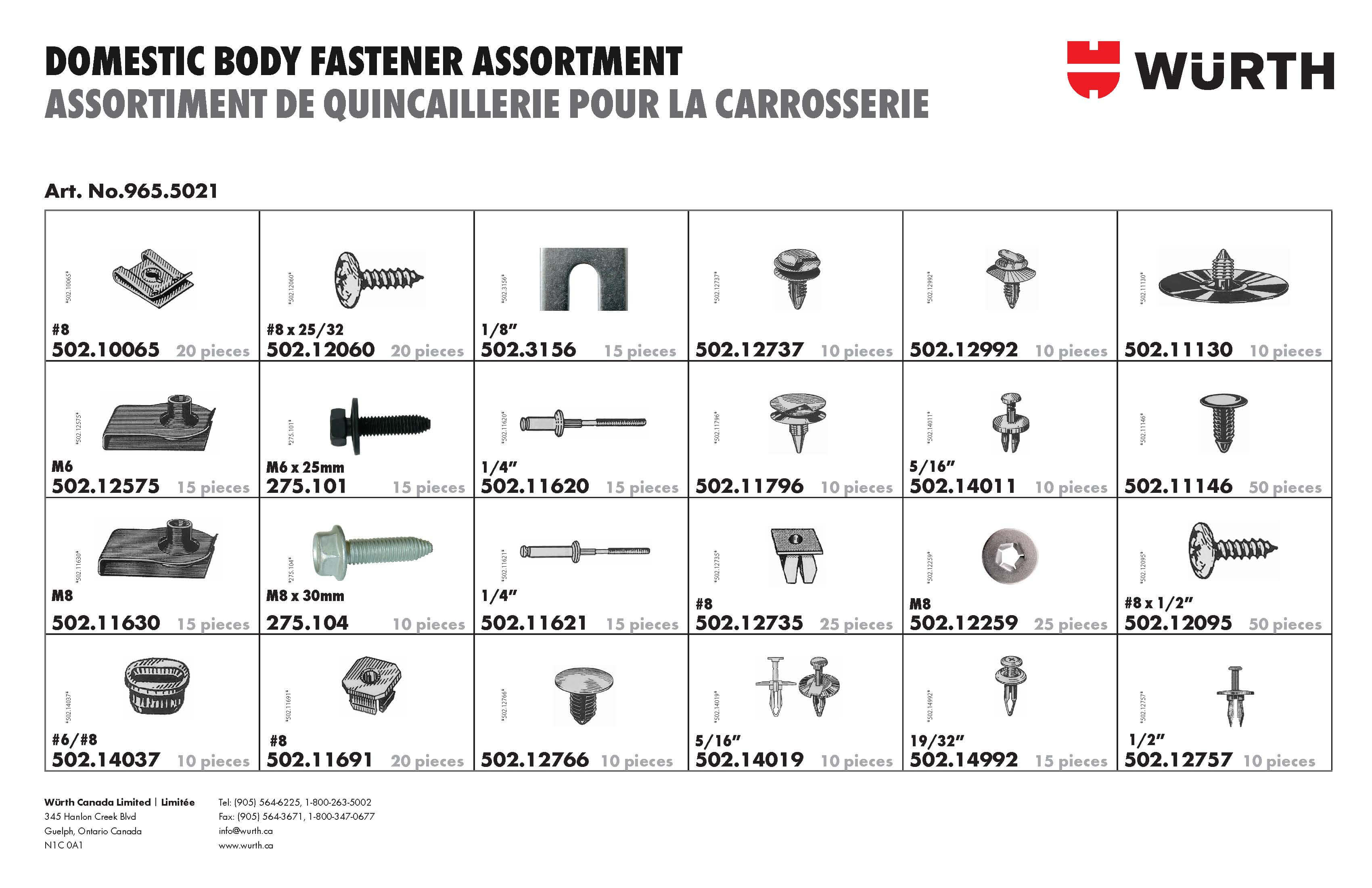 Domestic Body Fastener Assortment | Fasteners | Wurth