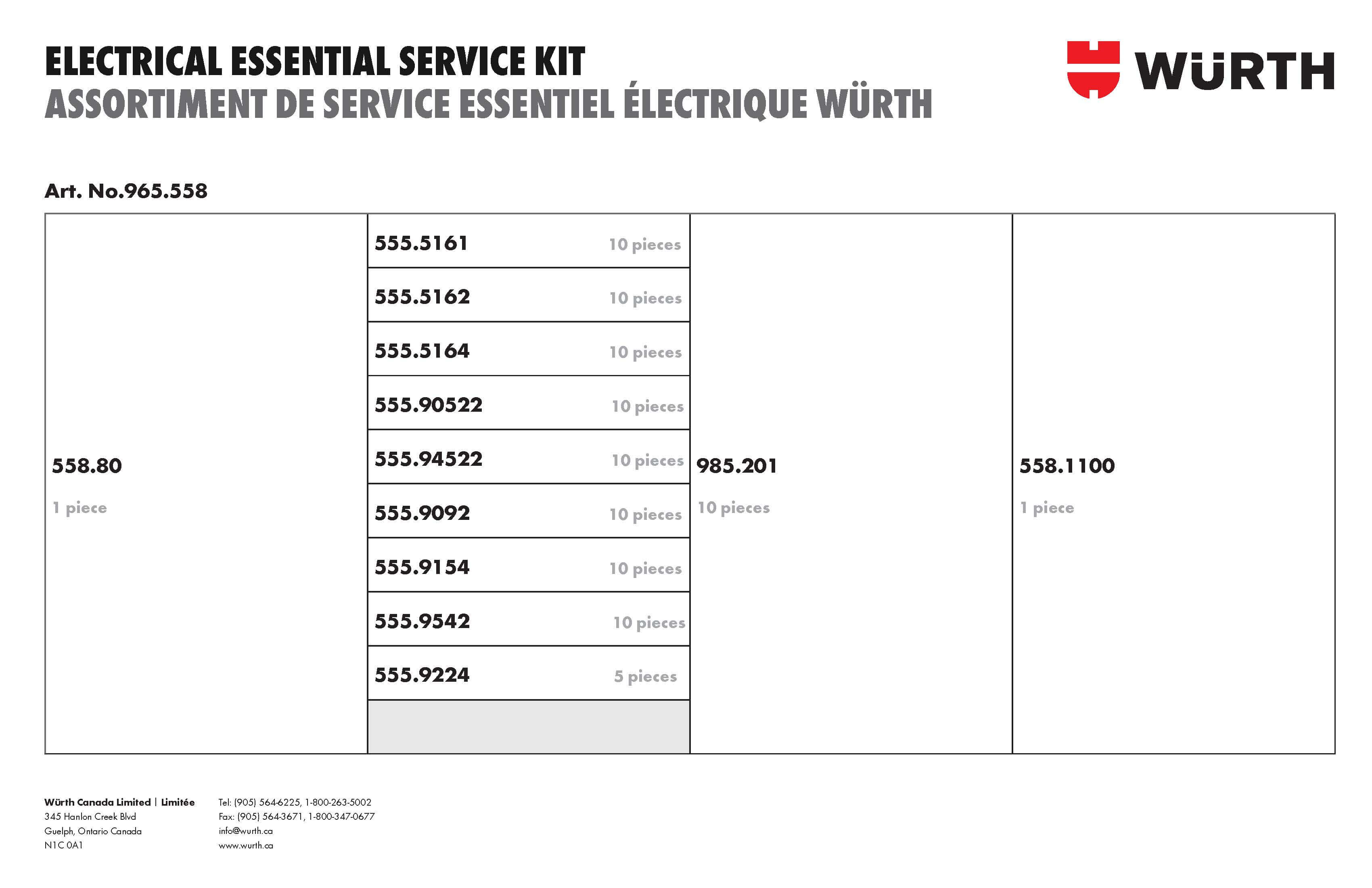 Essential Electric Service Kit | Electrical Supplies | Wurth Canada