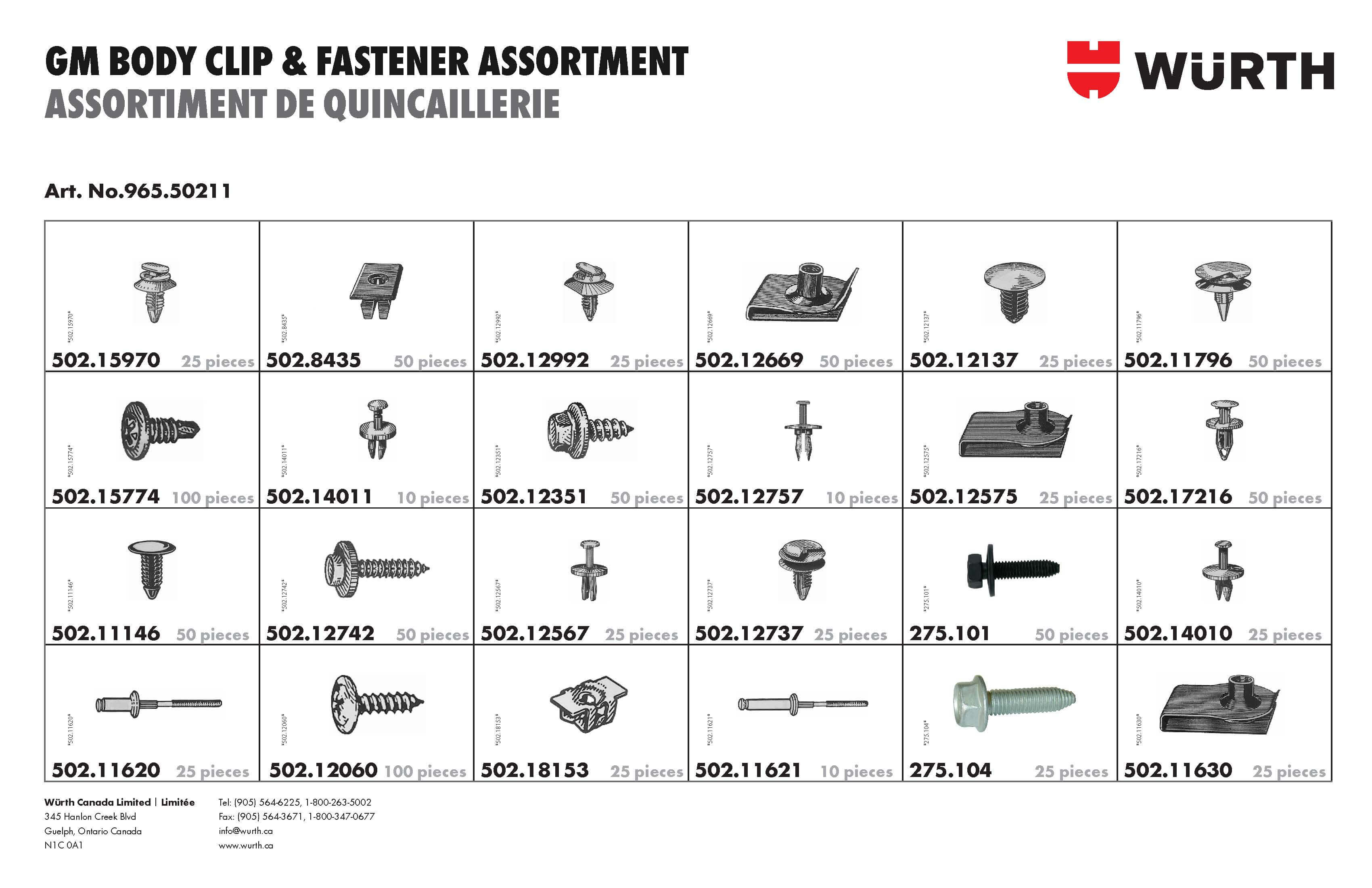 GM Specific Body Fastener Assortment | Fasteners | Wurth Canada