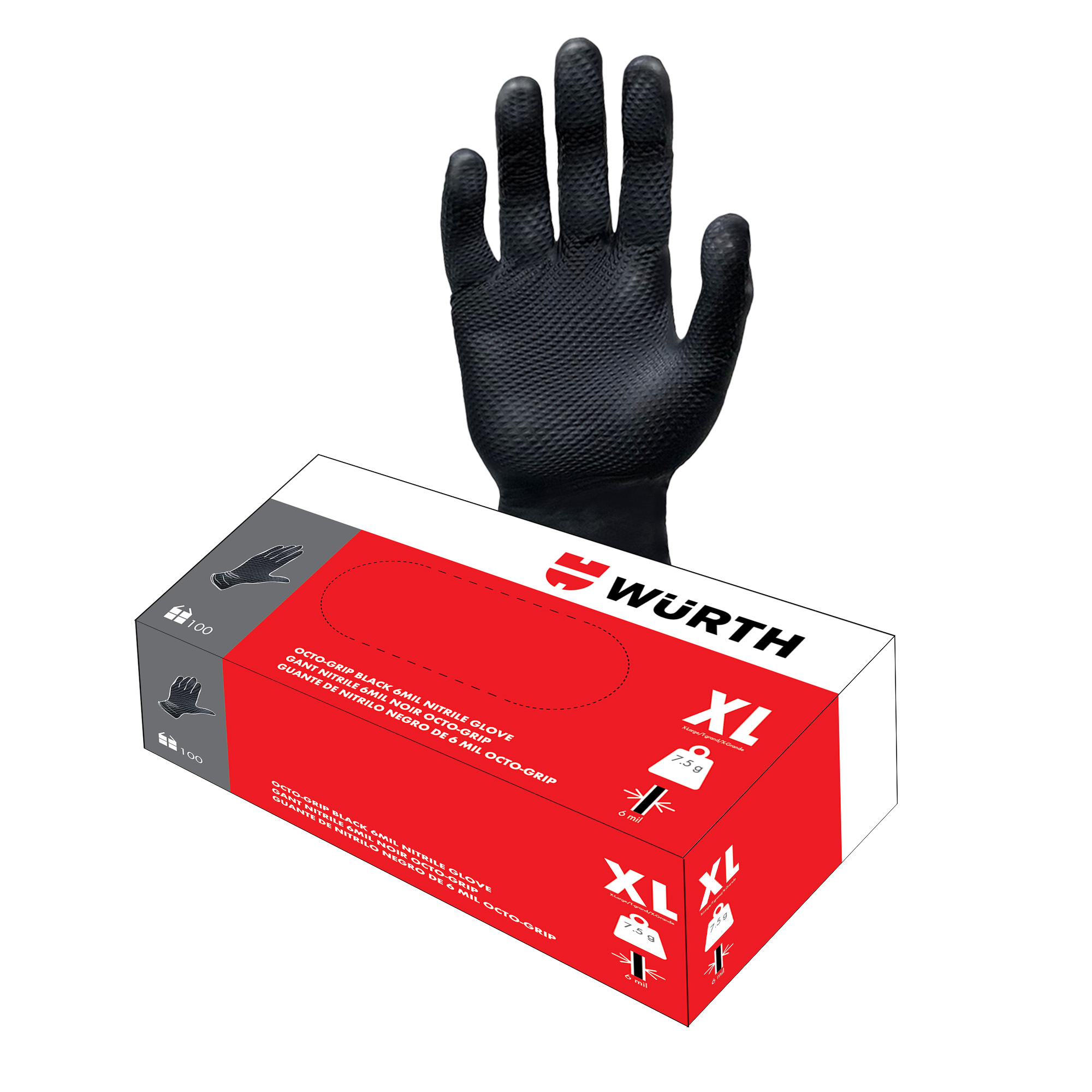 Black 6mil Nitrile Glove Octo-Grip SZ XL - 100/box 899.0762XL100