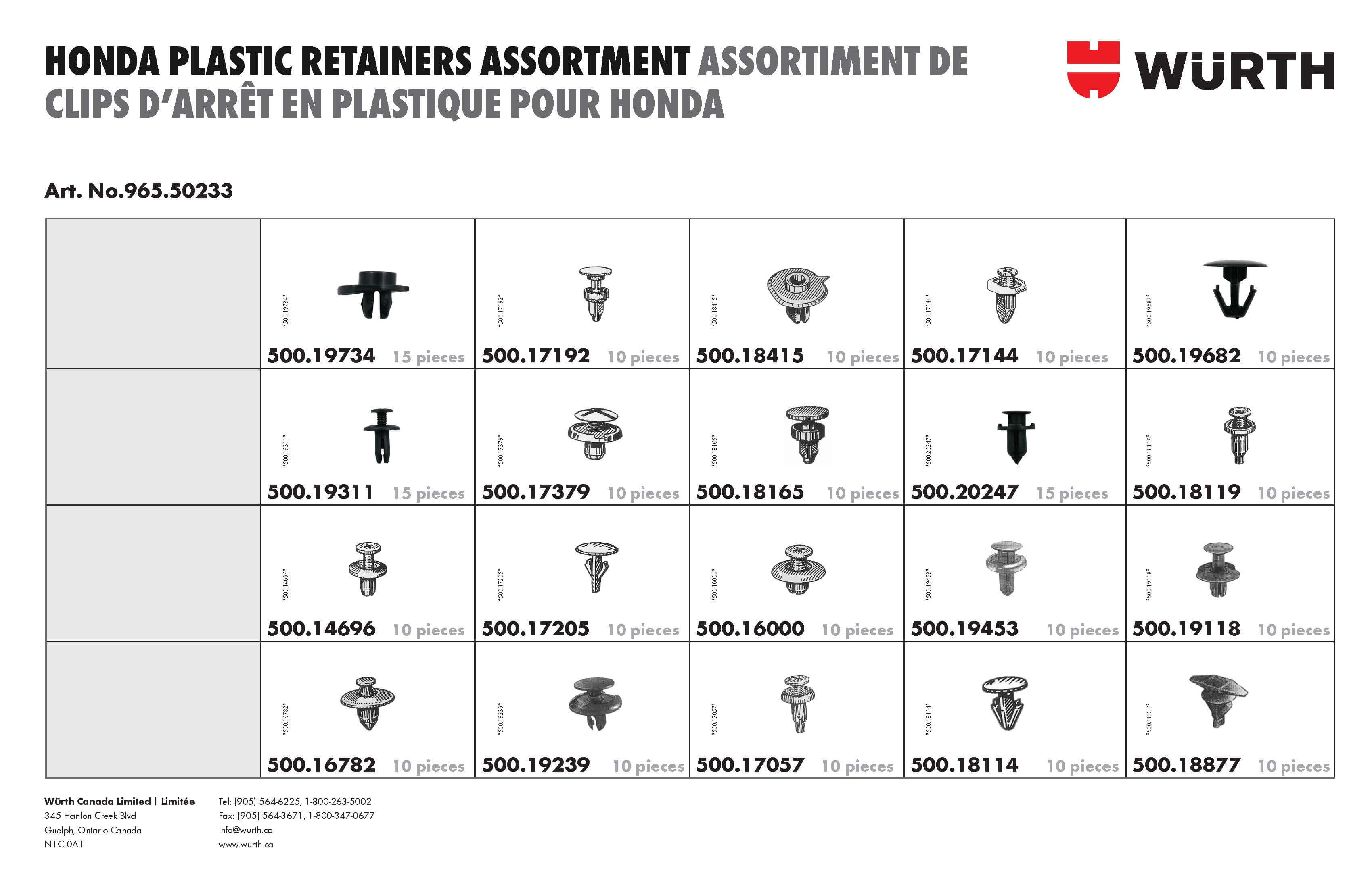Honda Plastic Retainers Assortment | Fasteners | Wurth