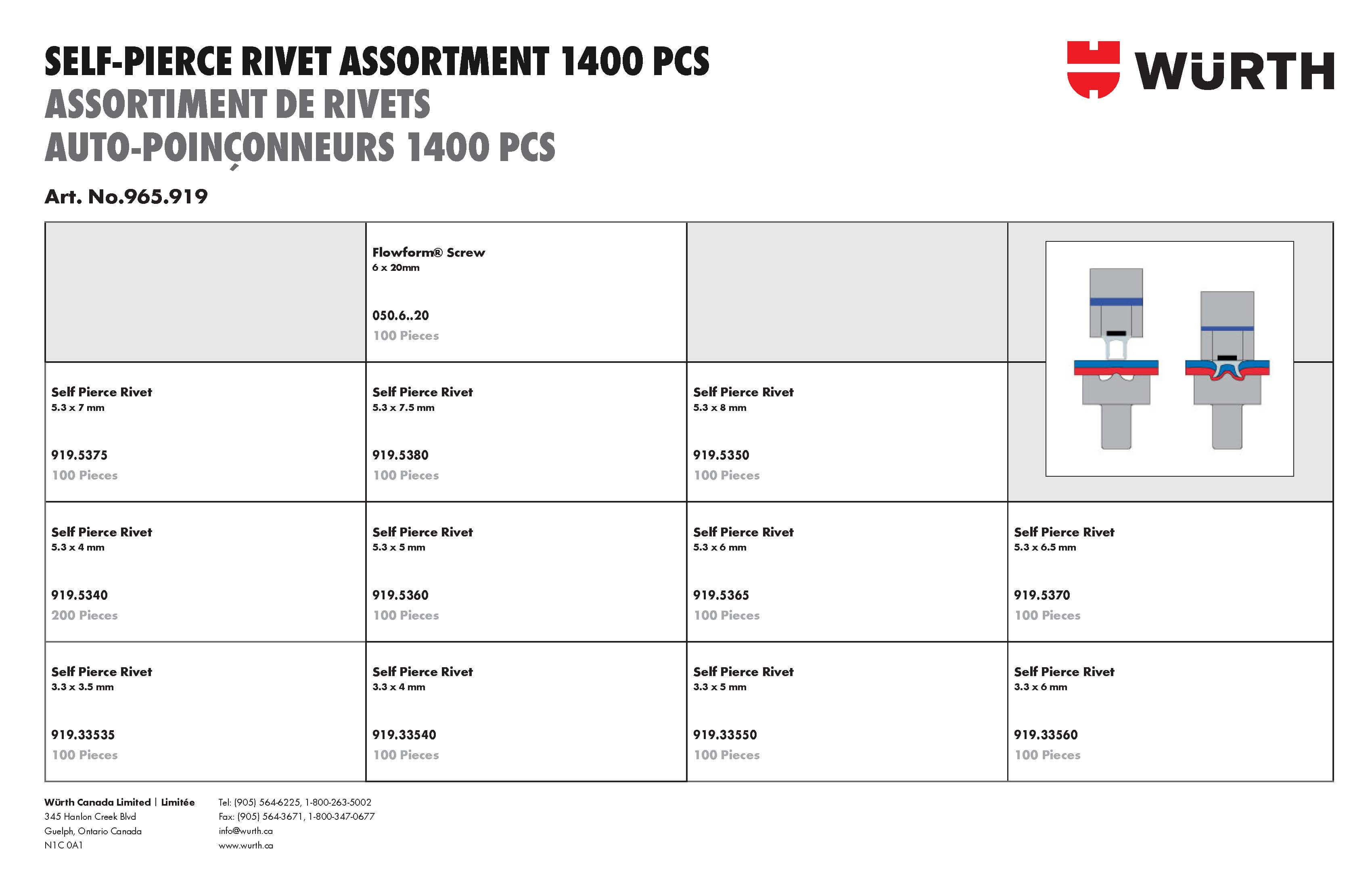 Self-Piercing Rivet Flowform | Rivets | Wurth Canada | Buy Online