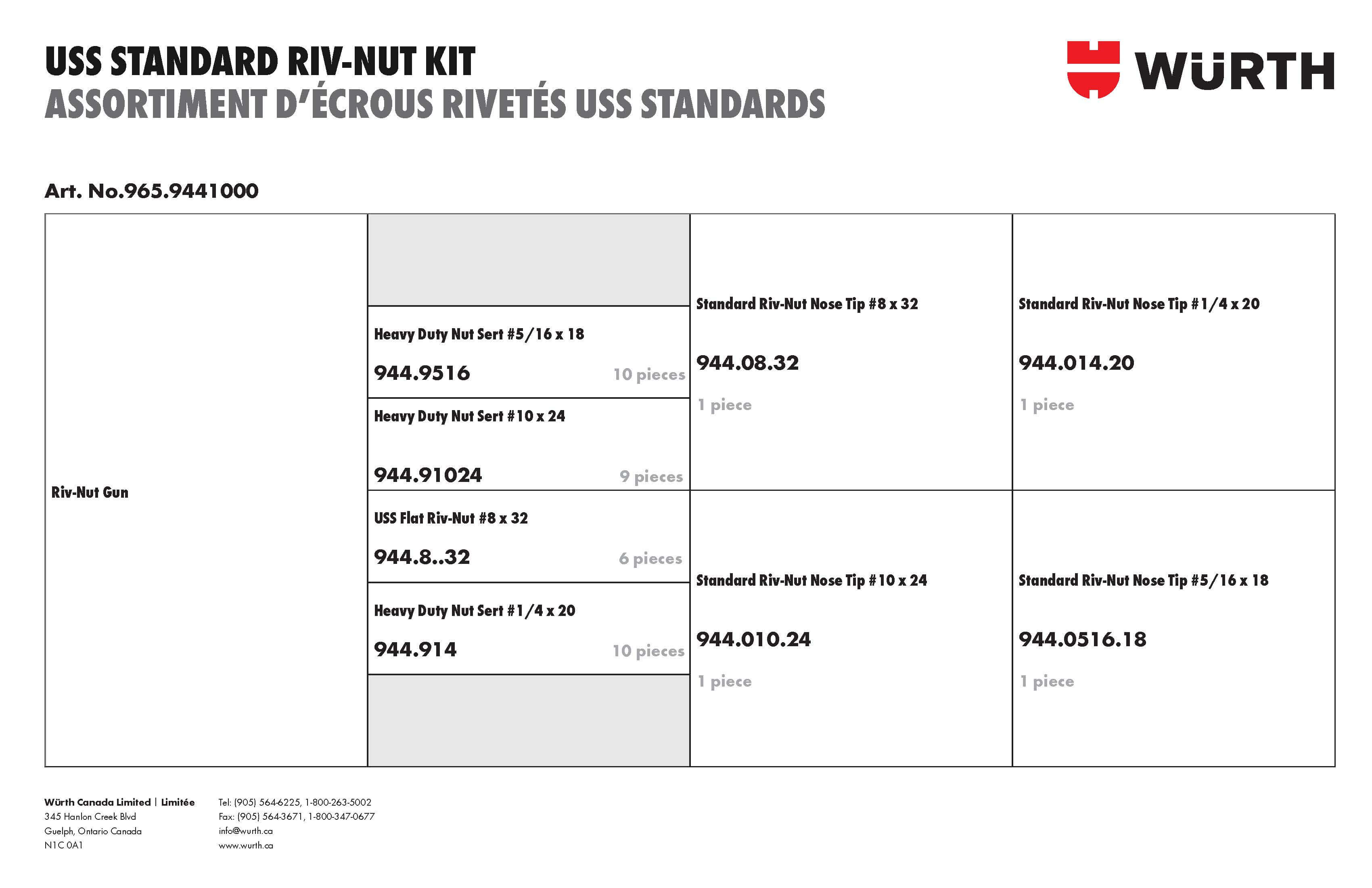 USS Standard Rivet Nut and Gun Assortment | Wurth Canada